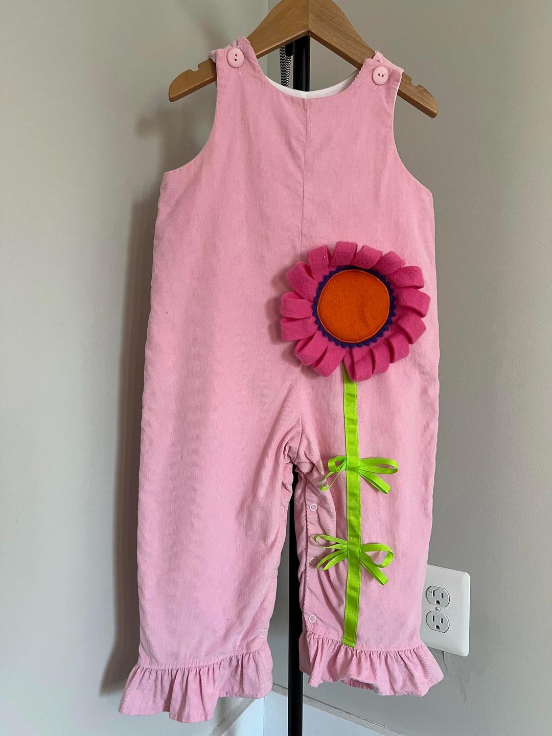 Vintage Mulberry St Pink Corduroy Overalls, 3D Flower, Made in USA, 100 ...