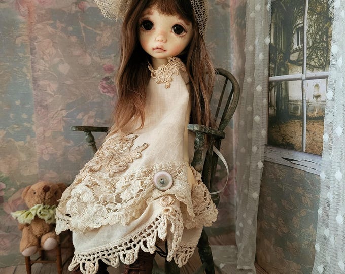 Doll Imda 3.0 BJD Outfit Dress Antique Laces Coffee Tea Stained Vintage ...