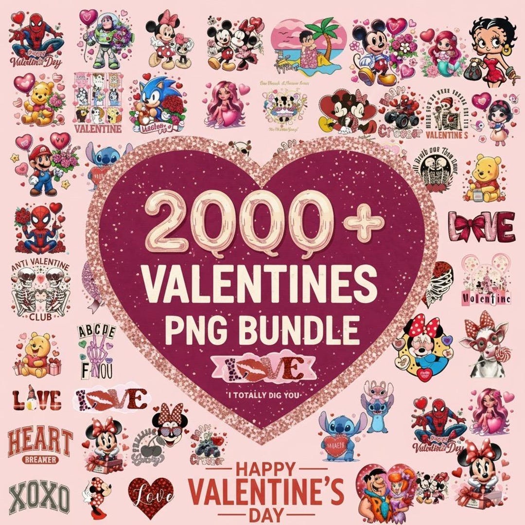 Valentine Mega Bundle Png Bundle, Retro Valentine Png, Valentines Day ...