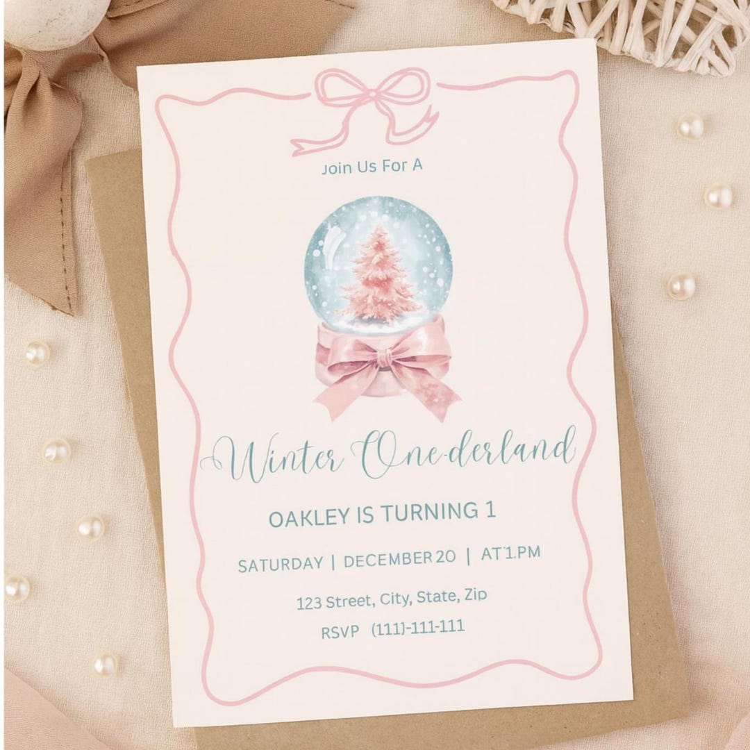 Winter One-derland Birthday Party Invitation Template - Etsy