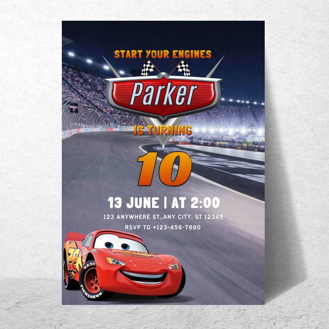 Pixar Cars Inspired Birthday Invitation | Editable Kids Party Invite ...
