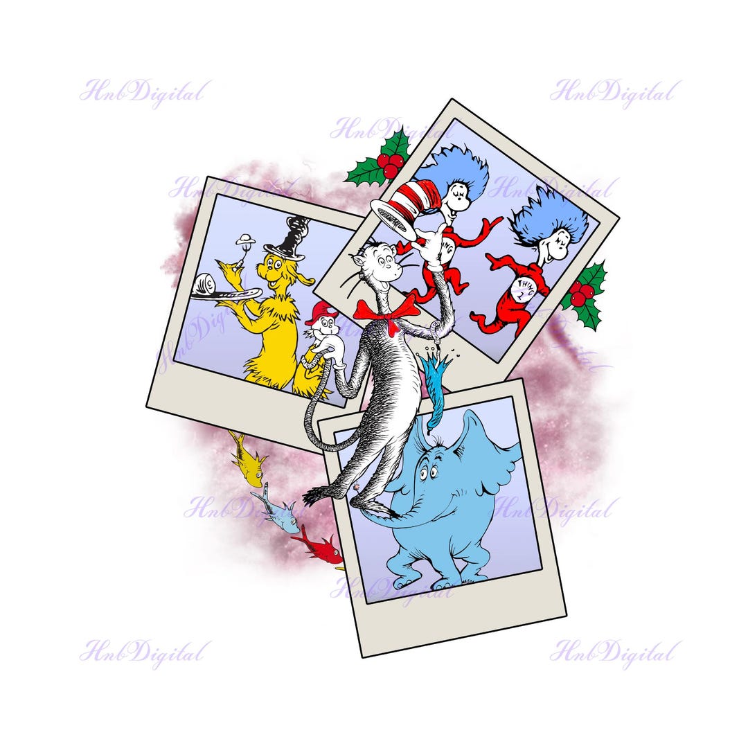 Dr Seuss Style Characters Digital Art PNG, Cute Cartoon Polaroid Frames ...