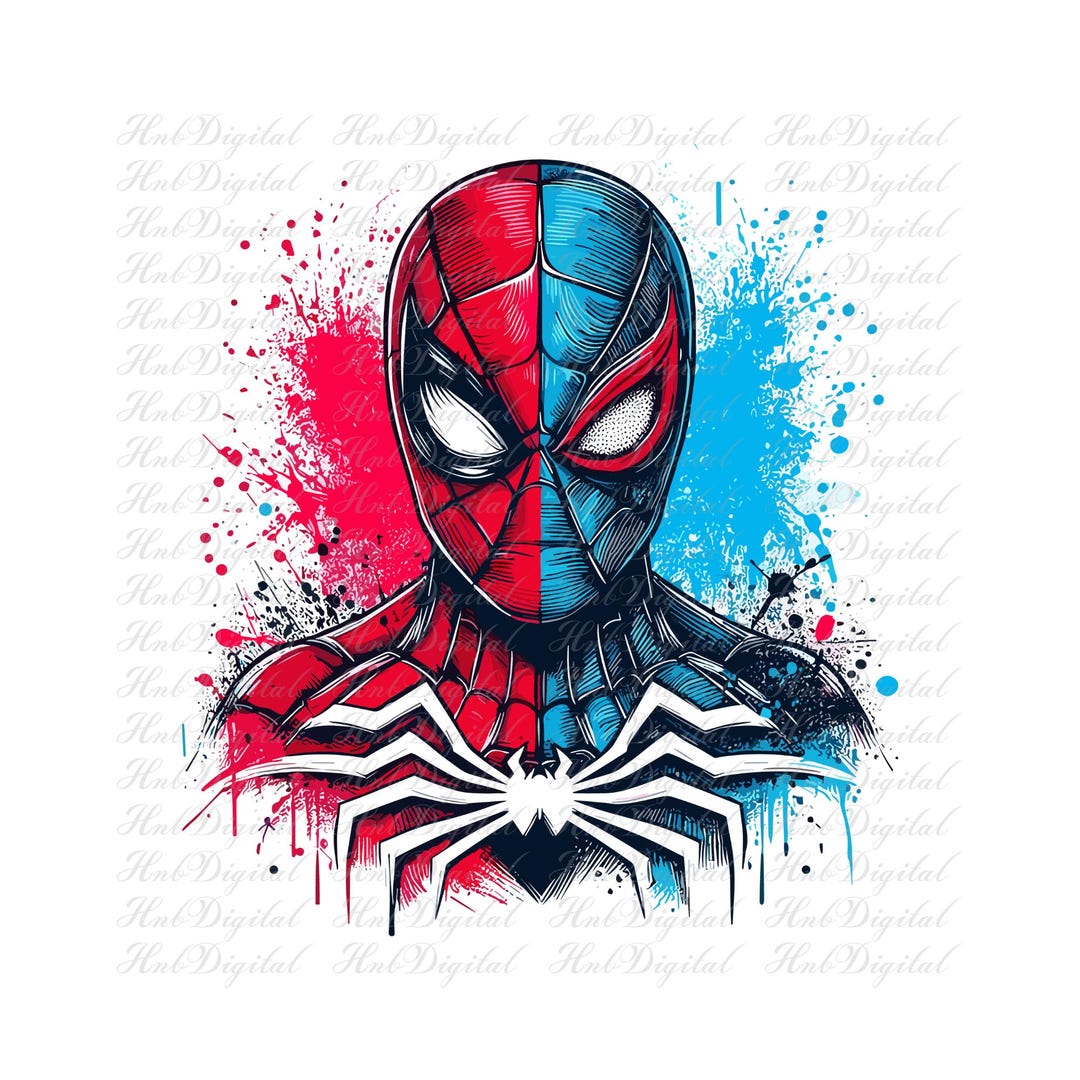 Spider Man Split Mask PNG Clipart,red and Blue Symbiote Spider Digital ...