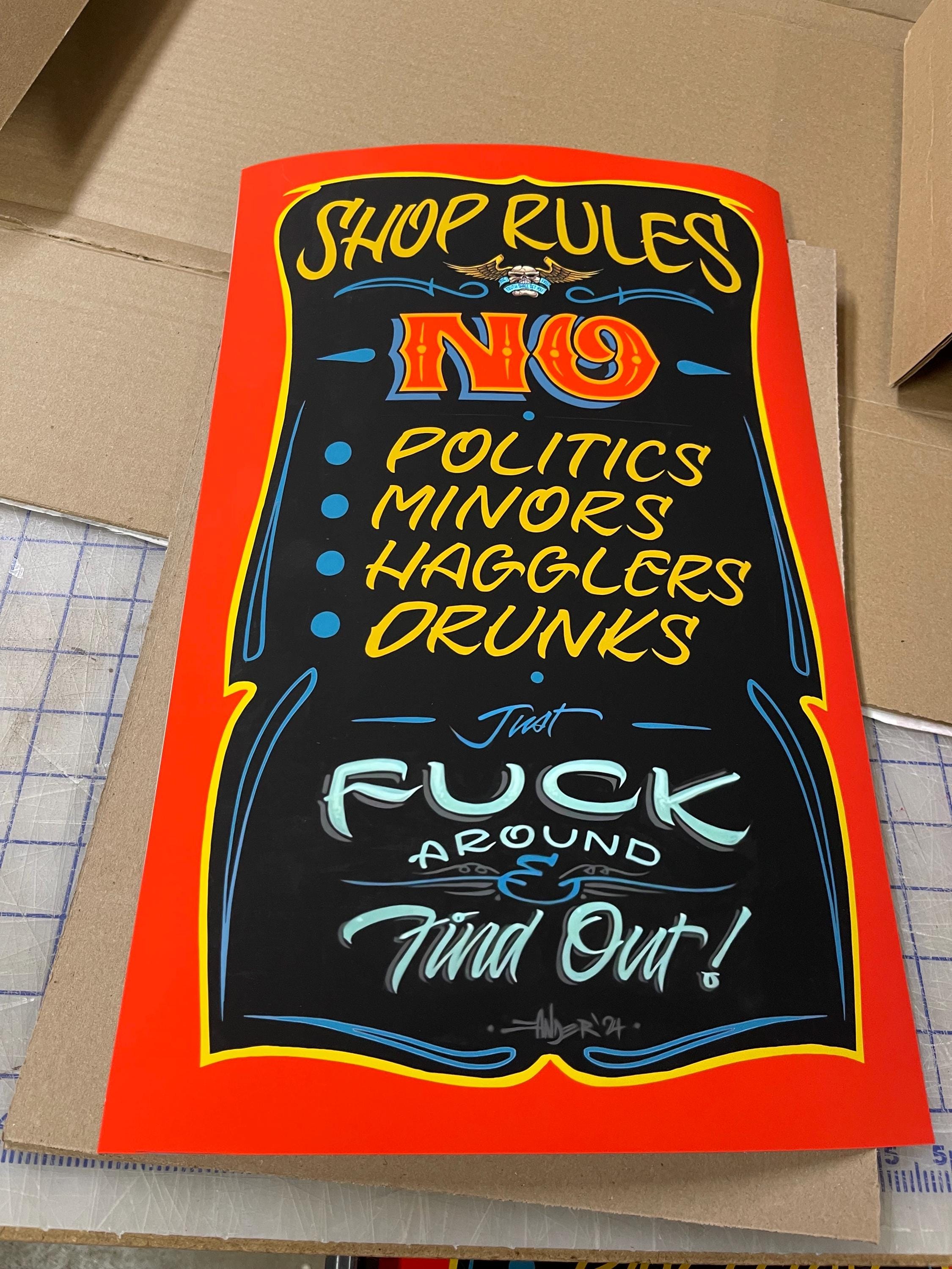 Lumpy's Garage “shop Rules” 11”x17” Poster - Etsy