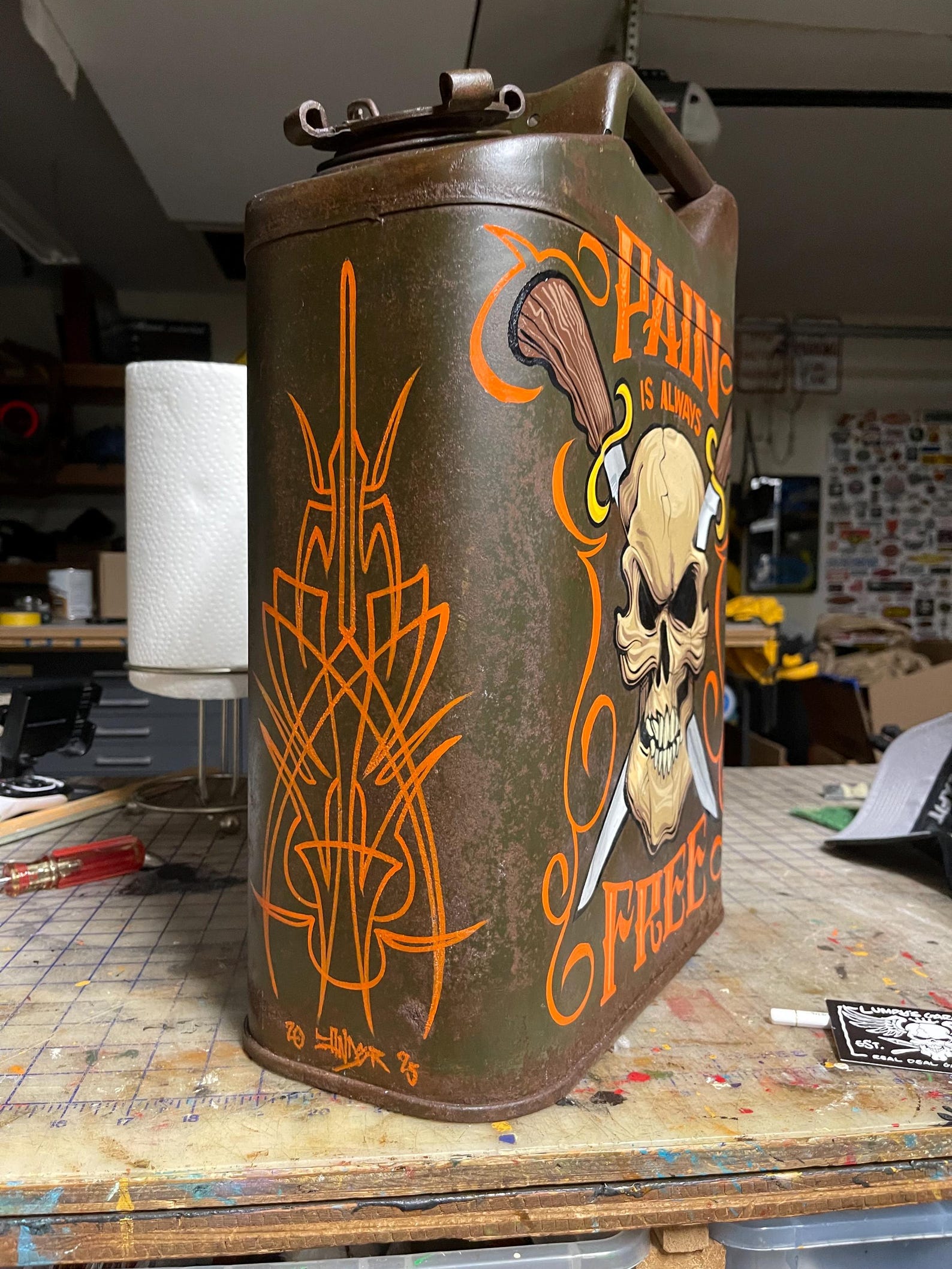 Hand Painted Garage Art "pain" Vintage Fuel Can - Etsy