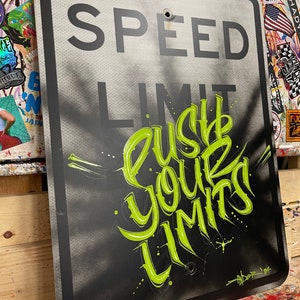 Hand Lettered Vintage Speed Limit Sign limit Rustic Sign, Man Cave, Old ...