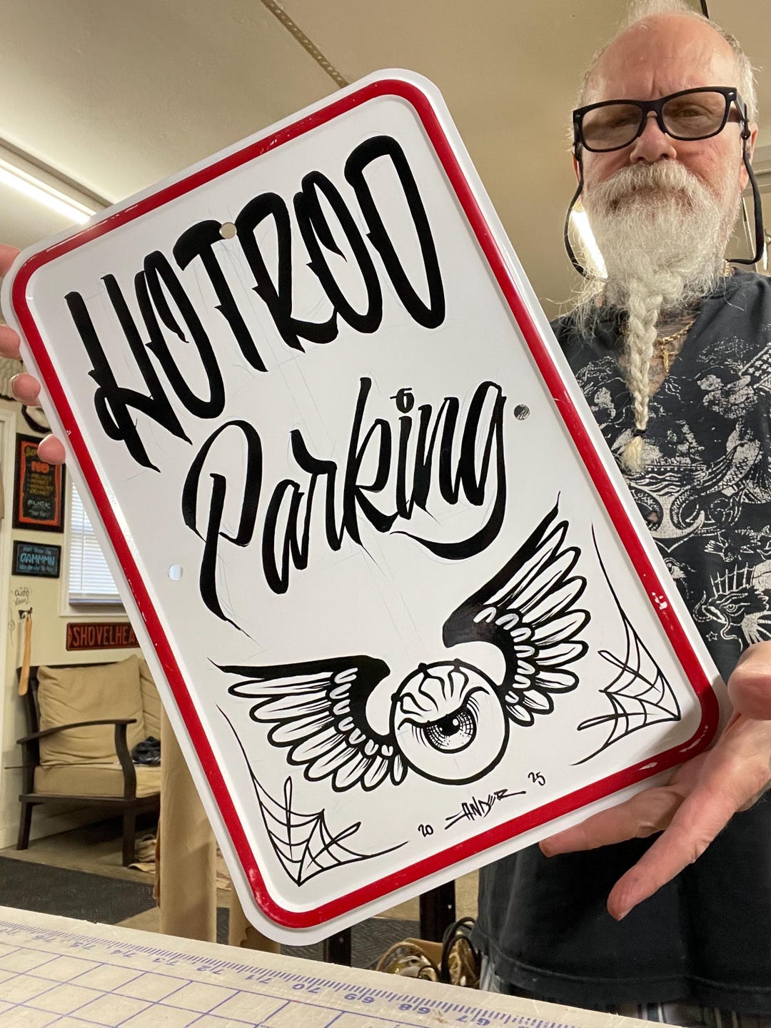 Hand Lettered Vintage Street Sign “hotrod" Vintage NOS Steel Sign, Man ...