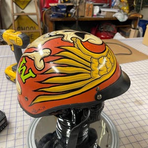 Hand Painted Garage Art "ftw" Vintage Motorcycle Half Helmet - Etsy