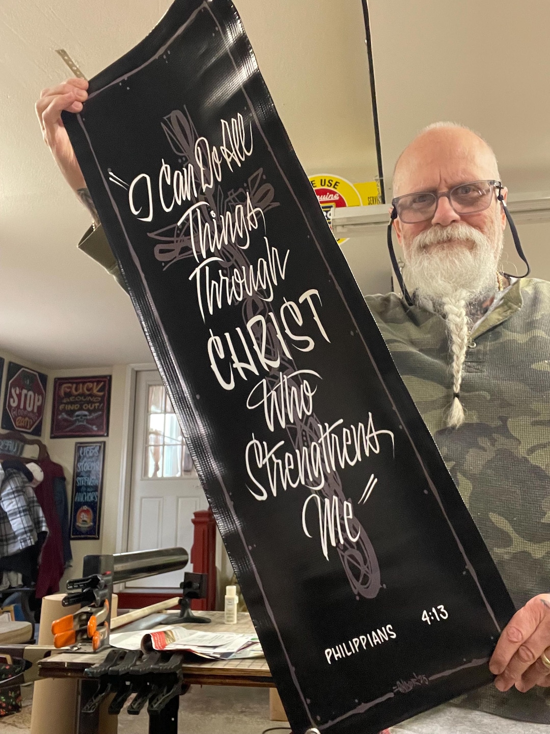 Lumpy’s Garage, “ I Can Do All Things” 12”x36” Printed Vinyl Banner - Etsy