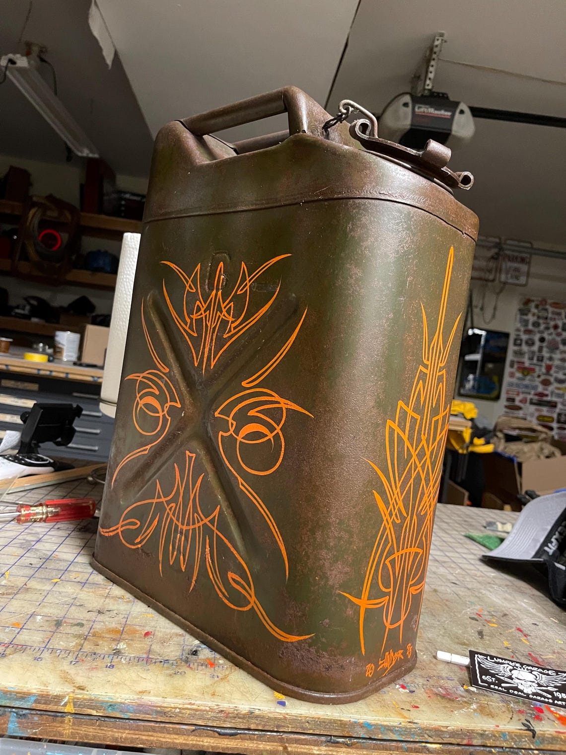Hand Painted Garage Art "pain" Vintage Fuel Can - Etsy