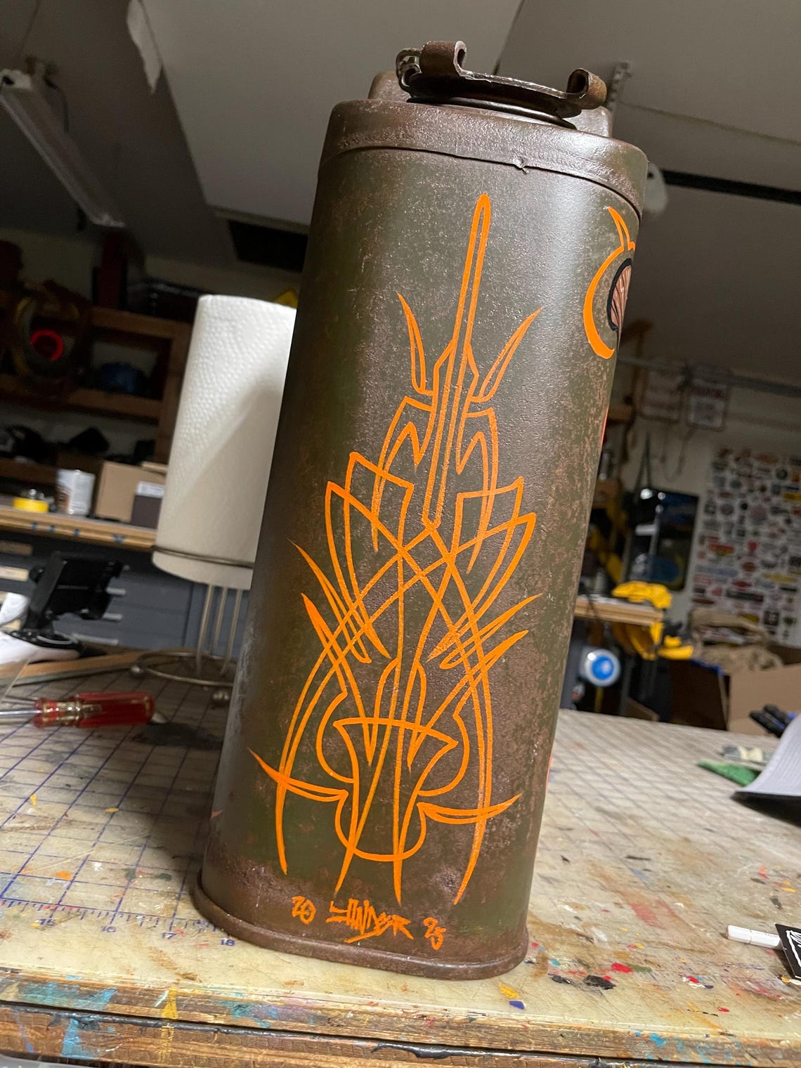 Hand Painted Garage Art "pain" Vintage Fuel Can - Etsy