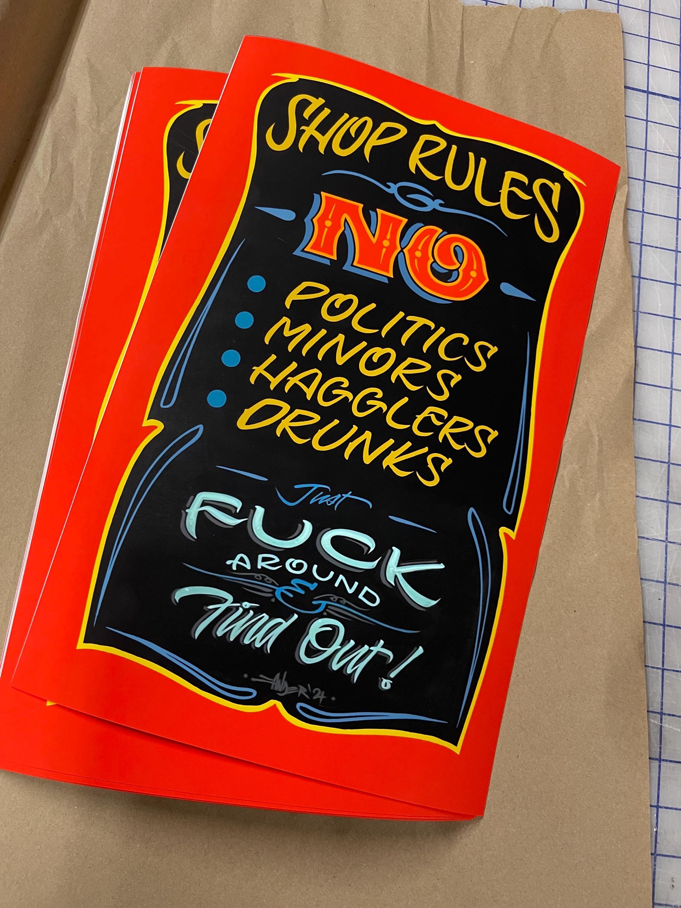 Lumpy's Garage “shop Rules” 11”x17” Poster - Etsy