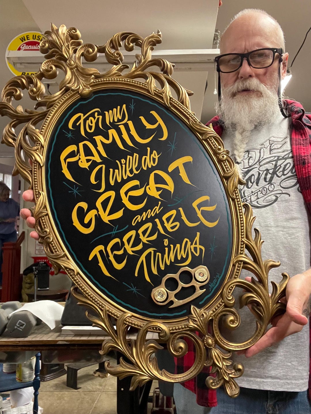 Hand Painted Garage Art for My Family Sign, Vintage Ornate Framed ...