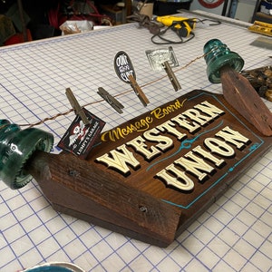 Hand Painted Garage Art "western Union" Vintage Message Board Sign - Etsy