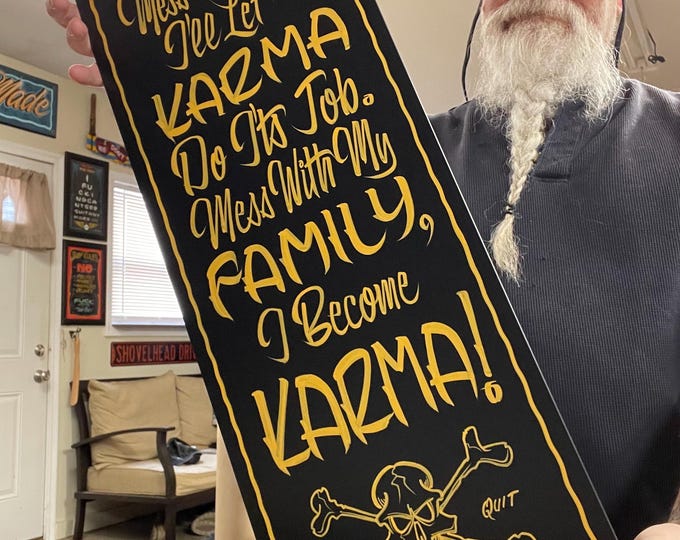 Hand Painted Garage Art "karma” Sign Board - Etsy