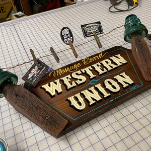 Hand Painted Garage Art "western Union" Vintage Message Board Sign - Etsy