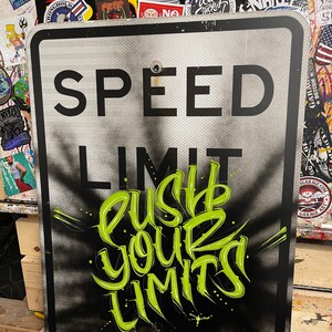 Hand Lettered Vintage Speed Limit Sign limit Rustic Sign, Man Cave, Old ...