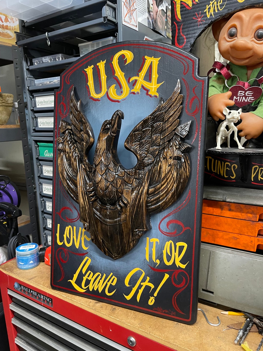 Hand Painted Garage Art usa Sign, Vintage Ornate Artwork - Etsy