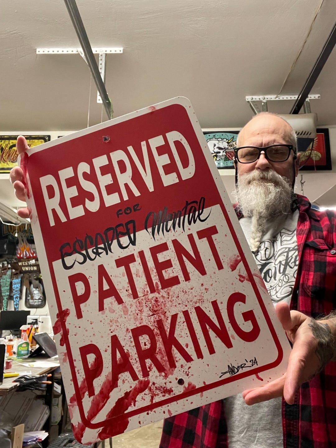 Hand Lettered Vintage Street Sign “ Escaped" Rustic Sign, Man Cave, Old ...