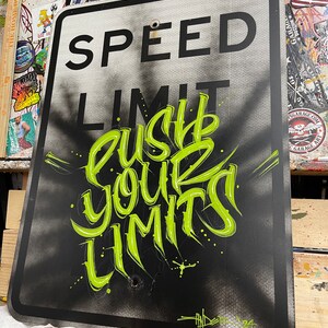 Hand Lettered Vintage Speed Limit Sign limit Rustic Sign, Man Cave, Old ...