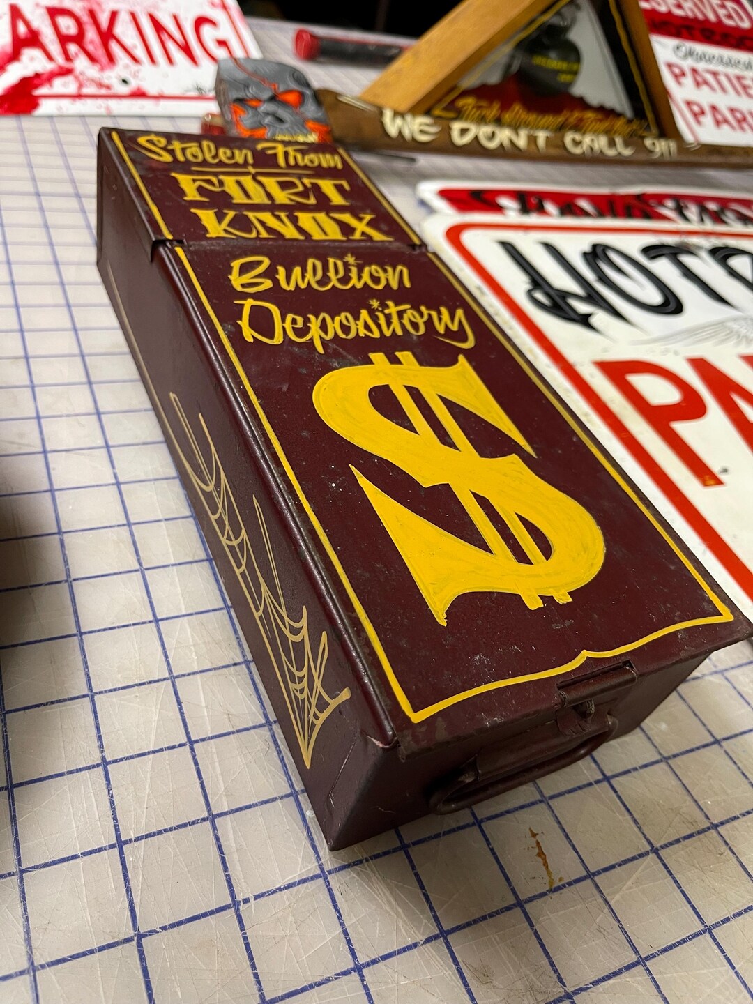 Hand Painted Garage Art fort Knox Vintage Safe Deposit Box - Etsy