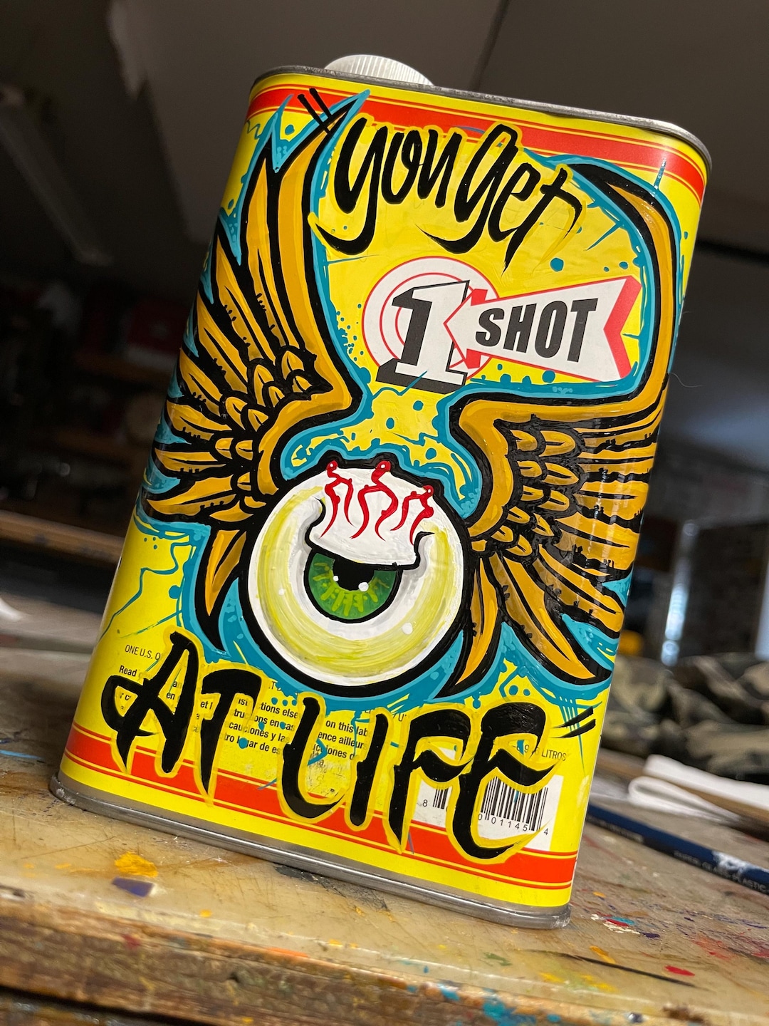 Hand Painted Garage Art "you Only Get 1 Shot at Life" Empty 1 Shot Can ...