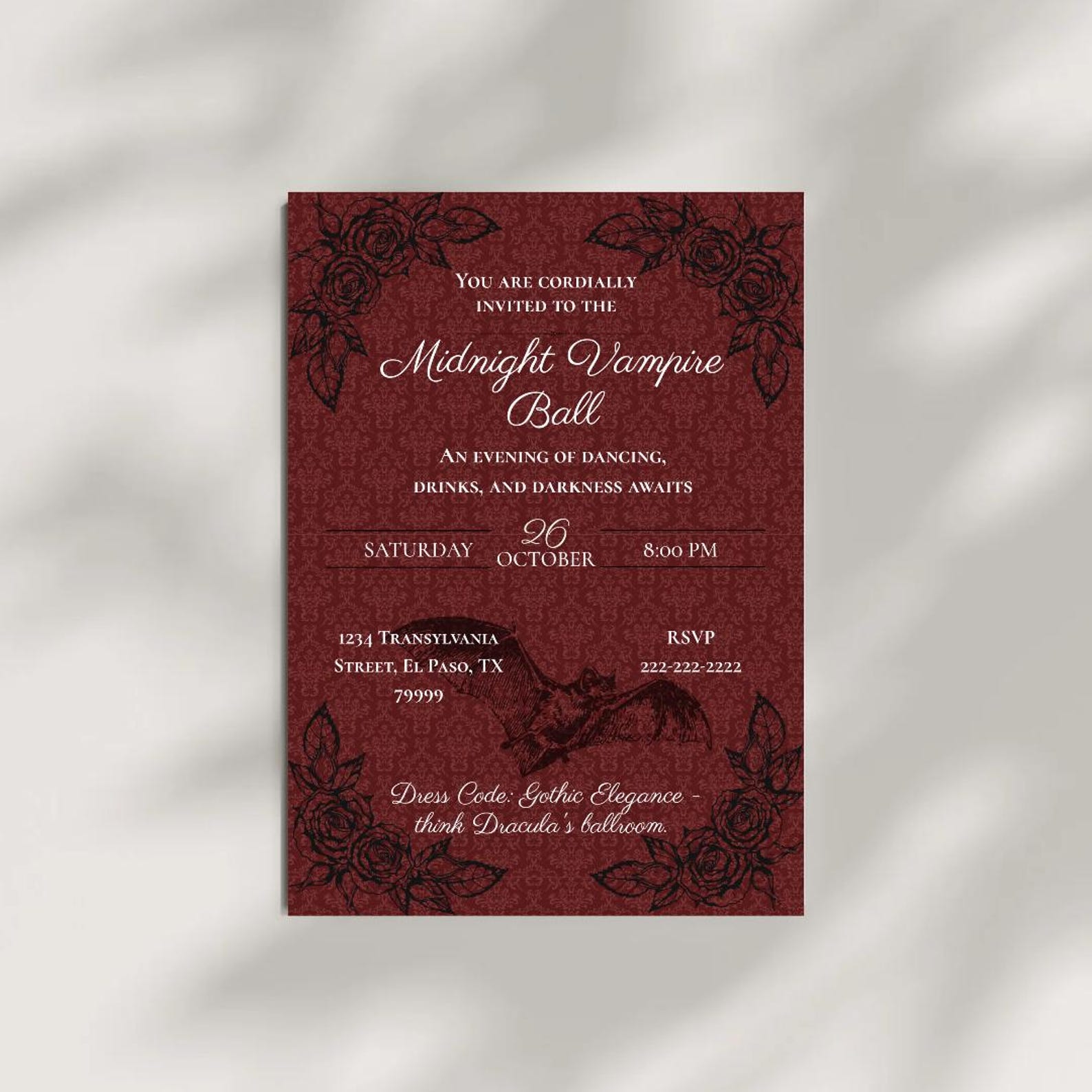 Vampire Ball Invite | Vampire Ball Invitation | Halloween Invitation ...