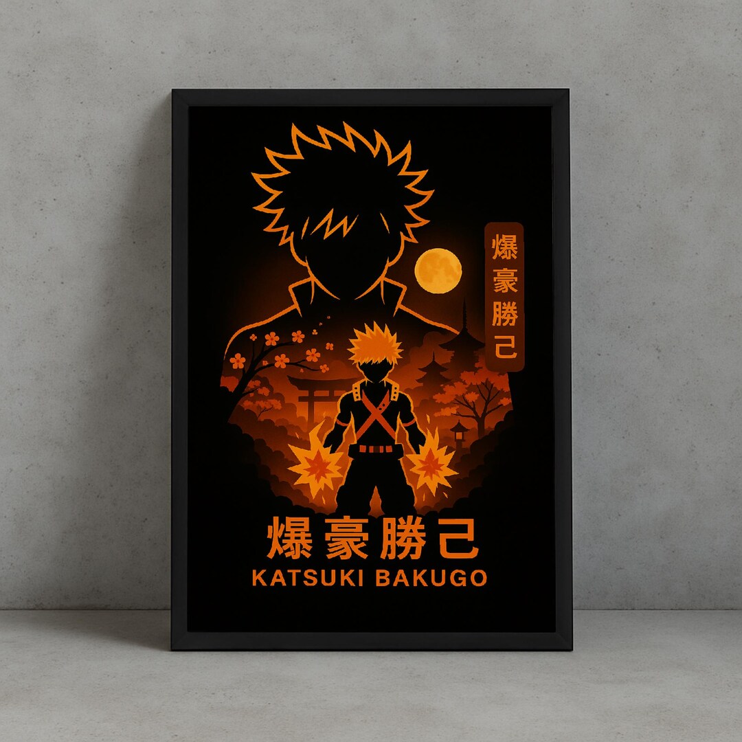 Katsuki Bakugo Wall Art | My Hero Academia Poster | Japanese Minimalist ...