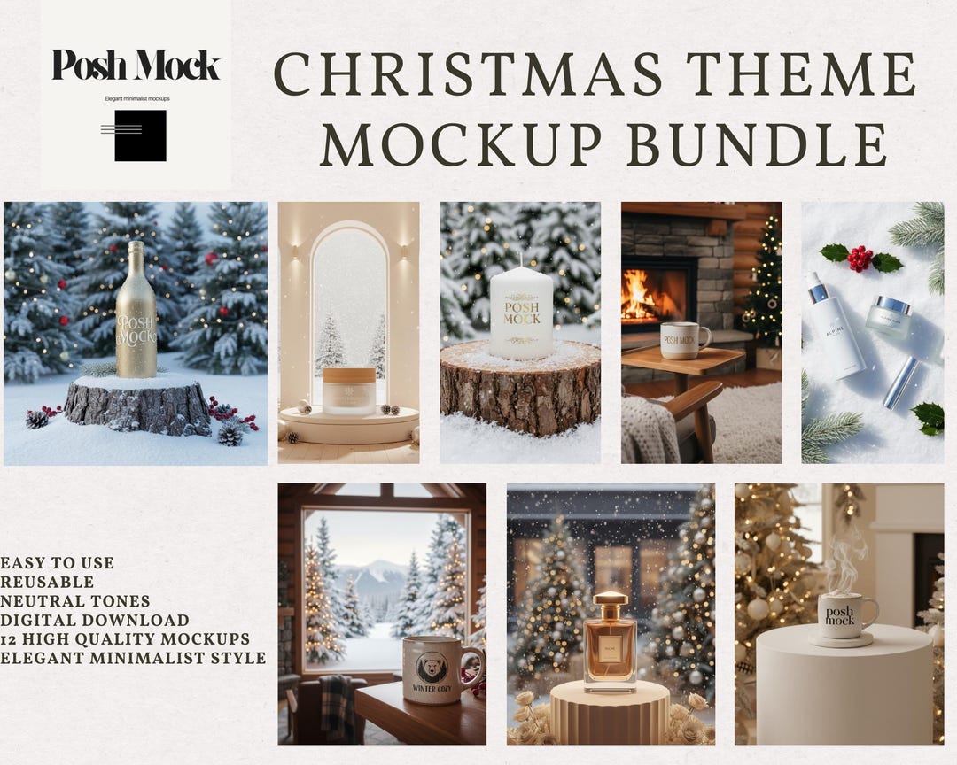 Christmas Mockup Bundle | Winter Display Set | Product Mockup ...