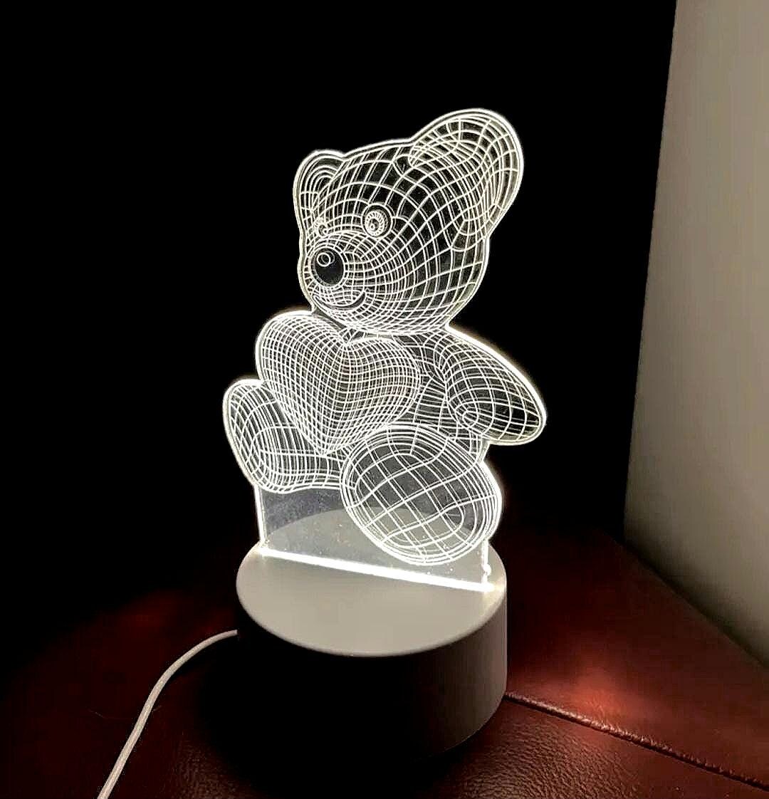 3D LED Teddy Bear Lamp, Personalized Night Light for Children, Modern ...
