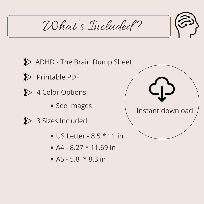 ADHD Brain Dump Printable | Executive Functioning Task List ...