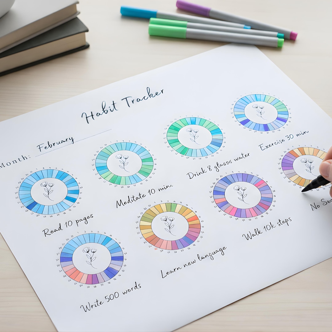Monthly Habit Tracker Template Printable PDF With Reflection Prompts ...