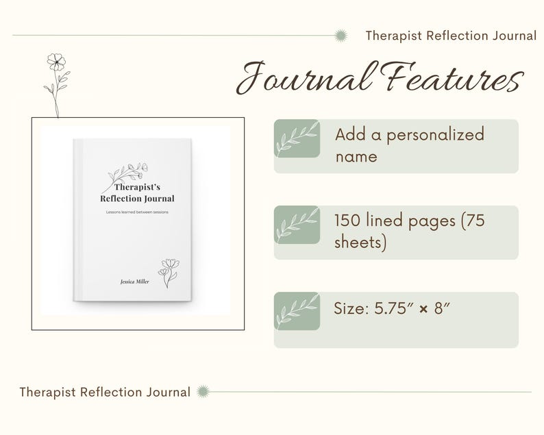 Therapist Reflection Journal – Lined Hardcover Writing Notebook for ...