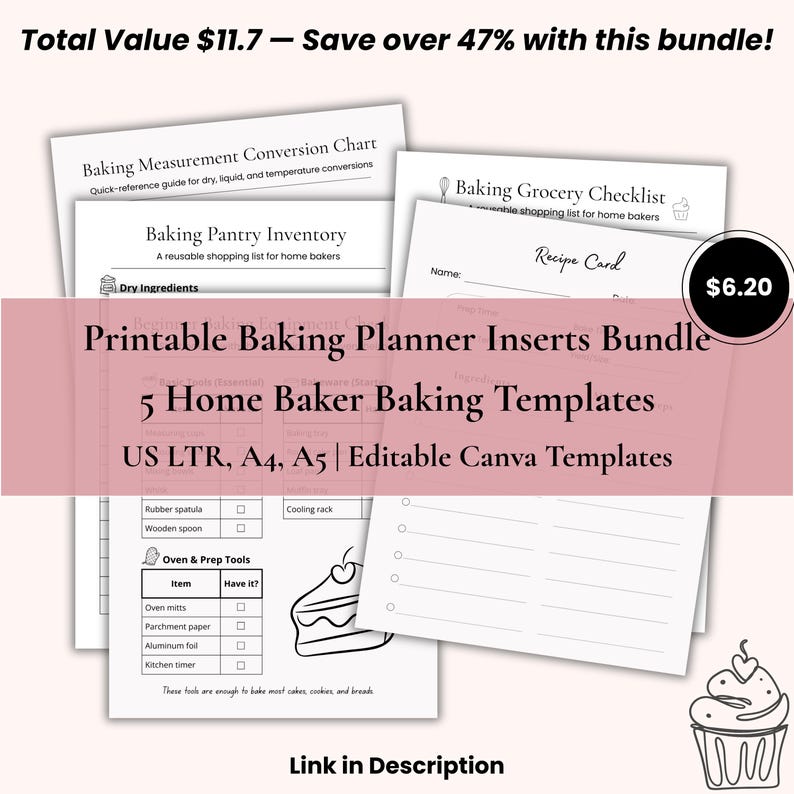 Printable Baking Grocery List for Home Bakers PDF | Editable Canva ...