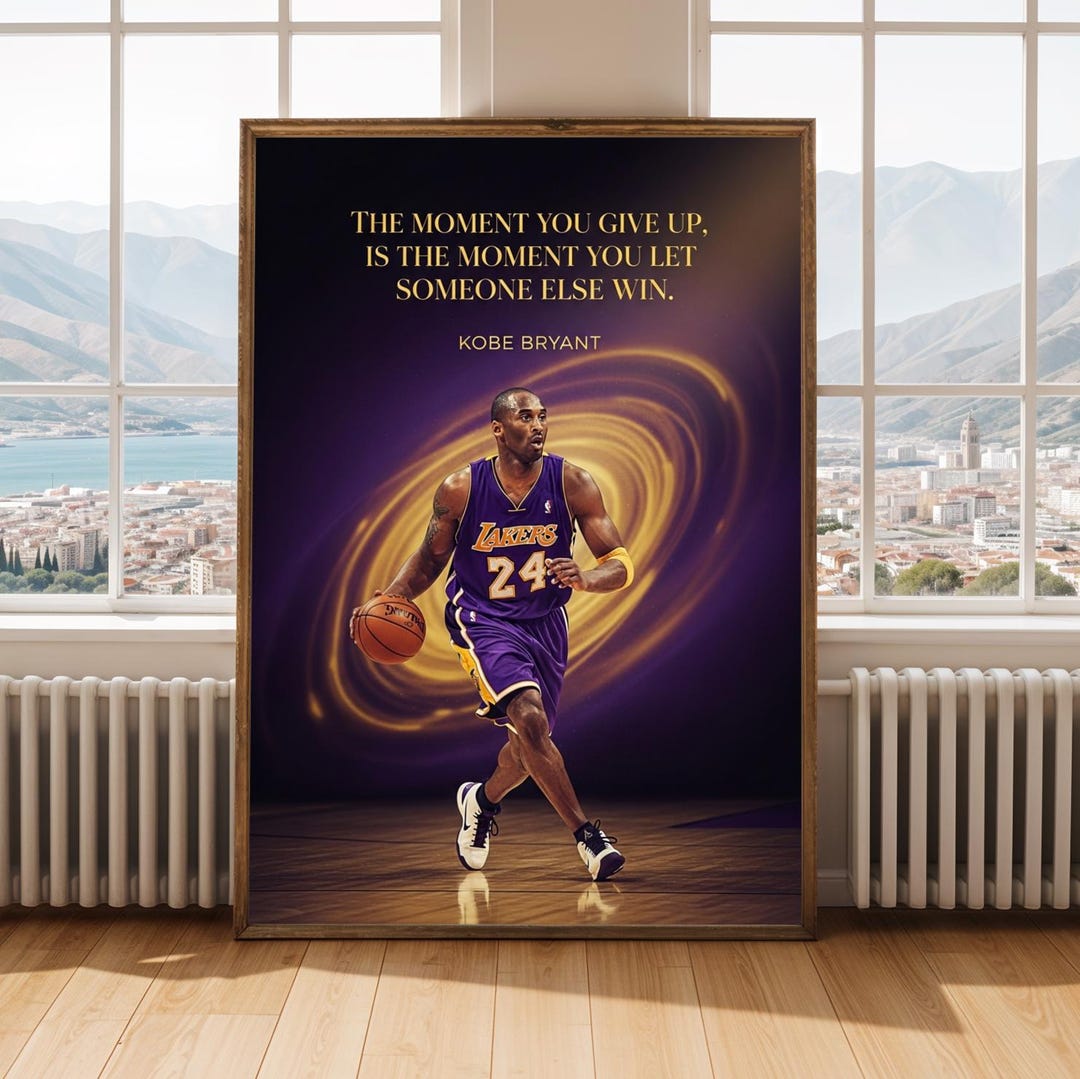 Kobe Bryant Motivational Art Print: Purple & Gold Basketball Decor - Etsy