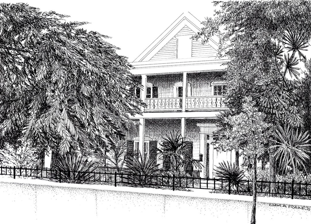Original Key West Drawing, Tropical House, Original Drawing of My Pen ...