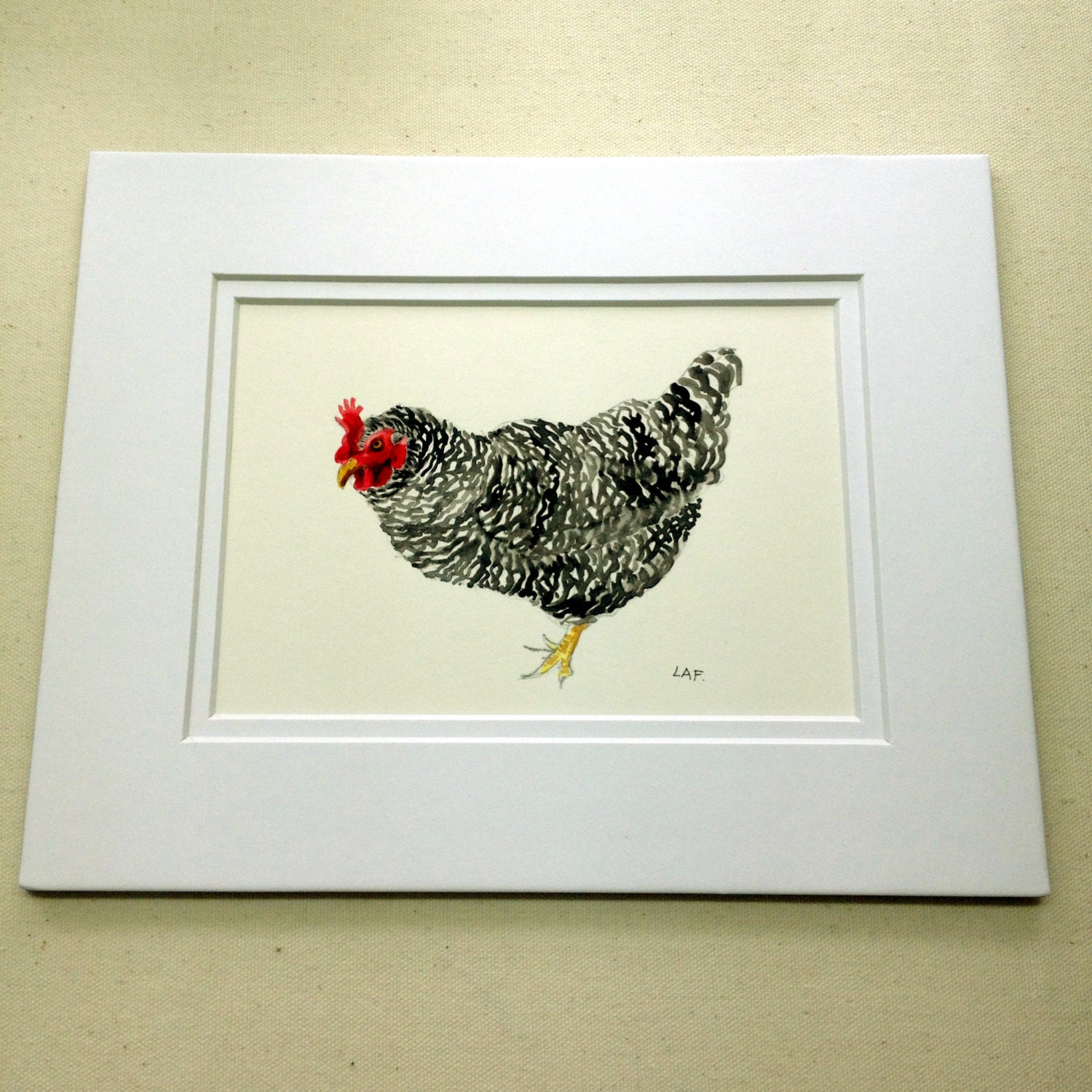 Plymouth Barred Rock Hen. Watercolor Hen Art, Barred Rock Hen Art ...
