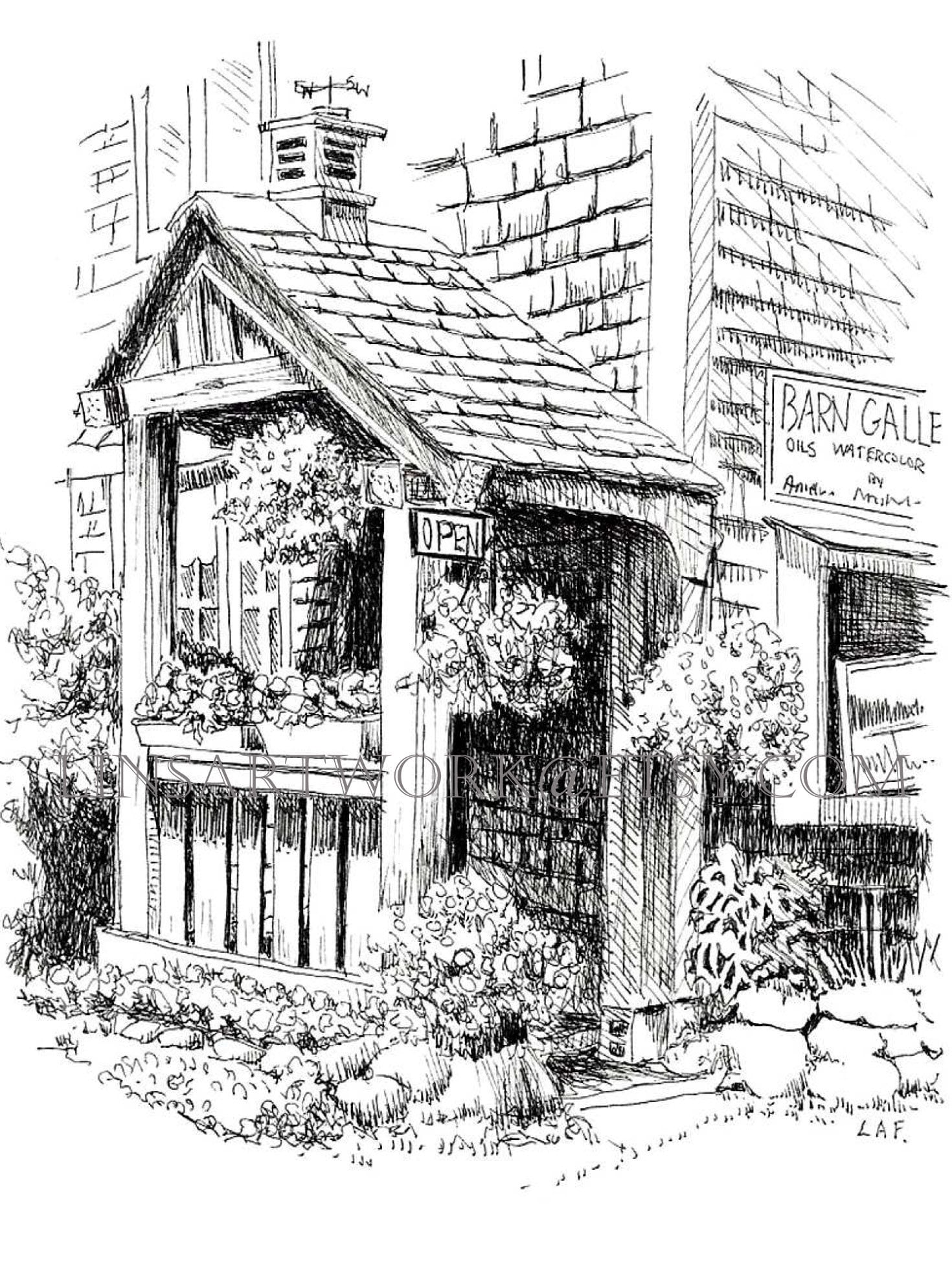 Pen and Ink Door Drawing,downloadable Print, Country Door Art, Country ...