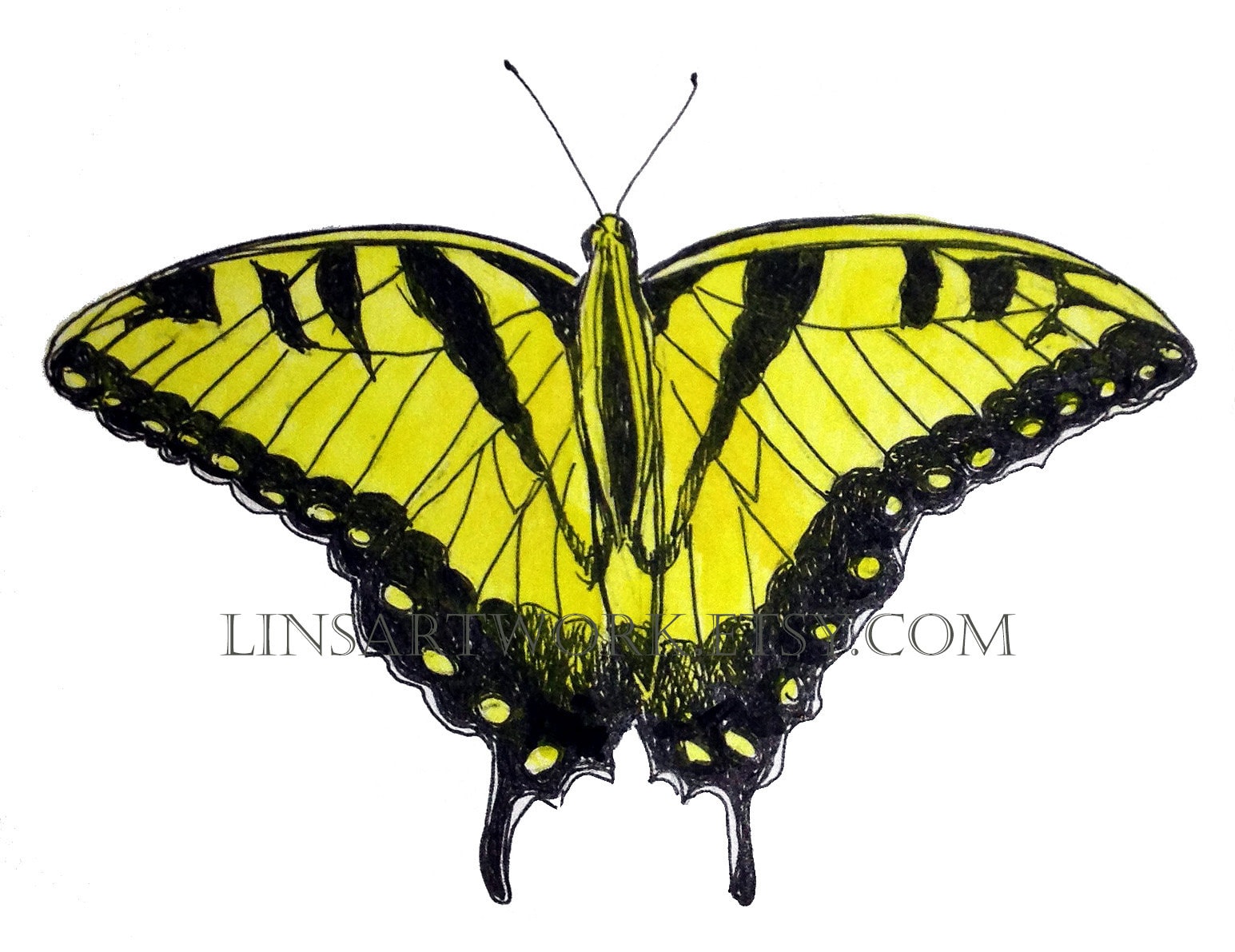 Yellow Swallowtail Butterfly, Digital Print, Swallowtail Butterfly Art ...