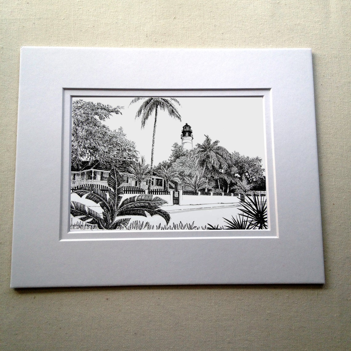 Key West Lighthouse Drawing, Downloadable Print, Pen and Ink Drawing ...