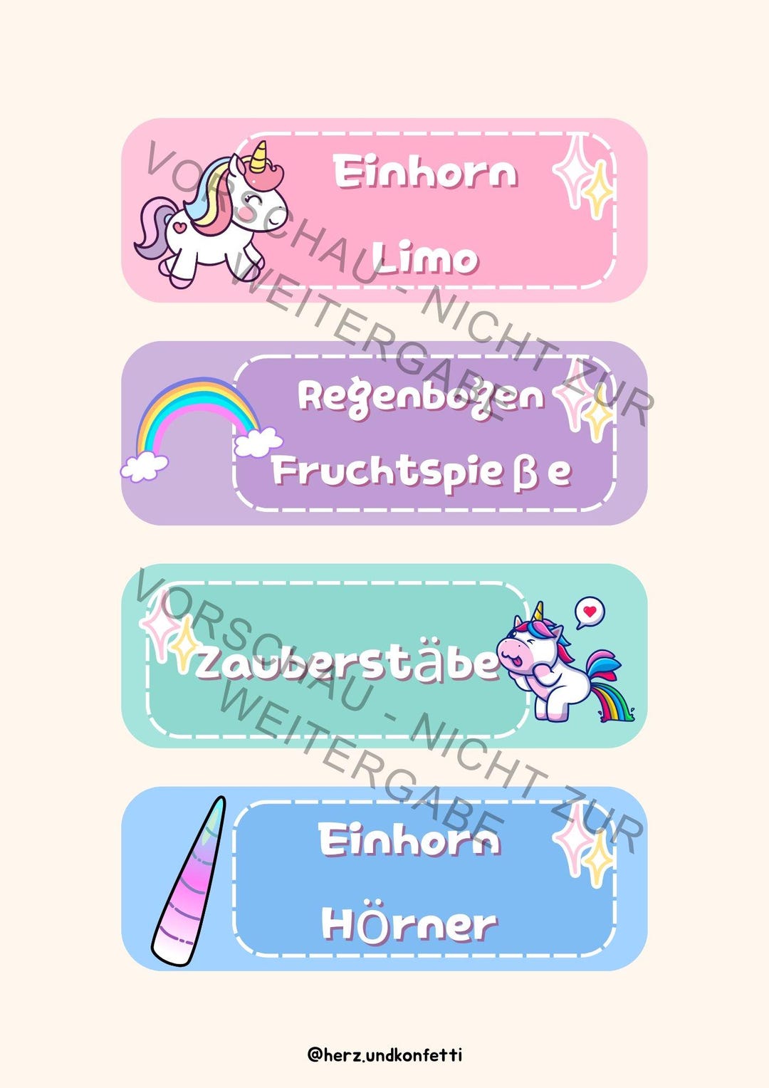 Unicorn Buffet Labels - 8 Printable Labels With Instructions; Unicorn ...