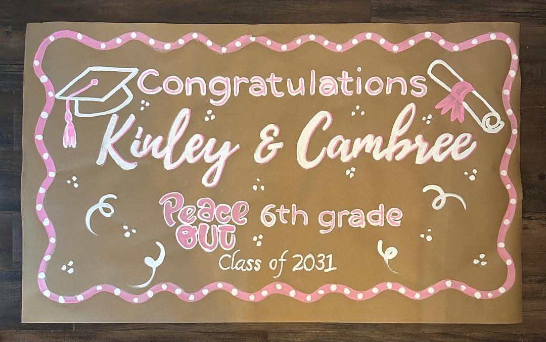 6th Grade Graduation Custom Hand Painted Birthday Banner | Kraft Paper ...