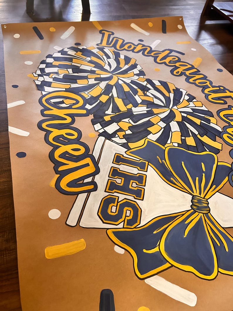 Cheer Custom Hand Painted Birthday Banner | Kraft Paper Party Sign ...