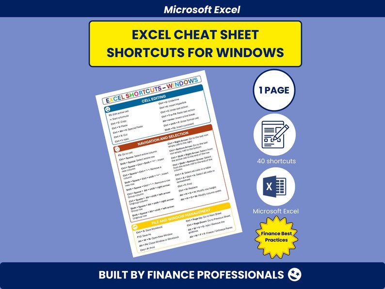 Excel Shortcuts Cheat Sheet PDF Windows Excel Tips PDF Office Printable ...