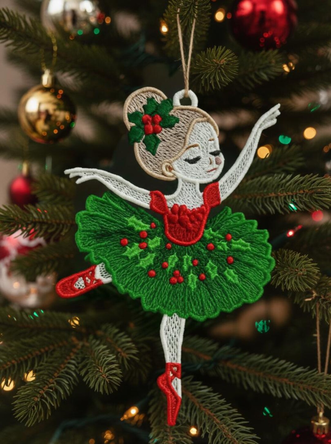 Christmas Ballerina FSL Embroidery Design • Holiday Ornament - Etsy
