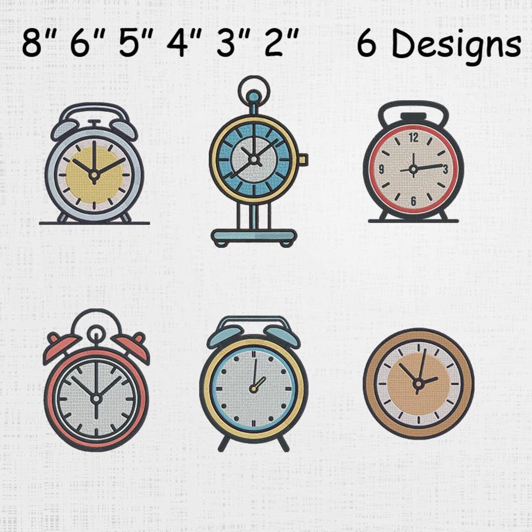 Colorful Clock Embroidery Set - Alarm Clock Pattern - Wall Clock ...
