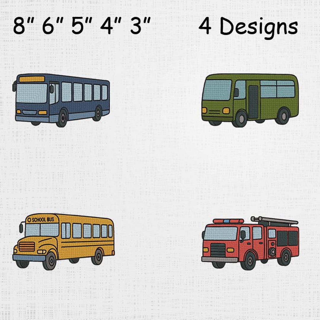 City Bus Embroidery Set - School Bus Machine File - Fireguard Bus ...