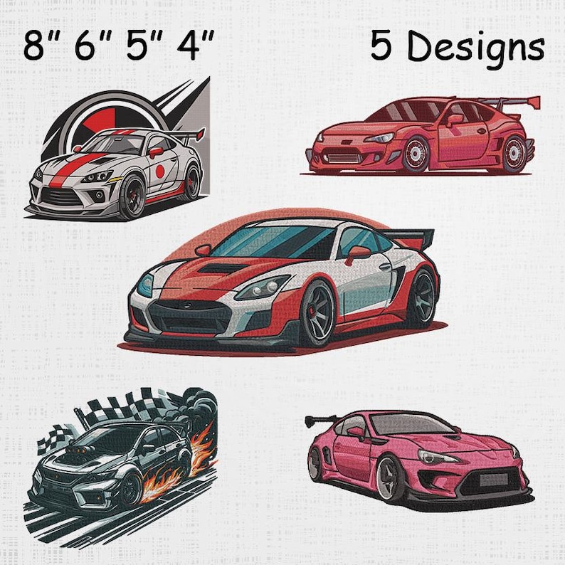 Unique Cars Set Embroidery - Super Cars Machine File - Sports Cars ...