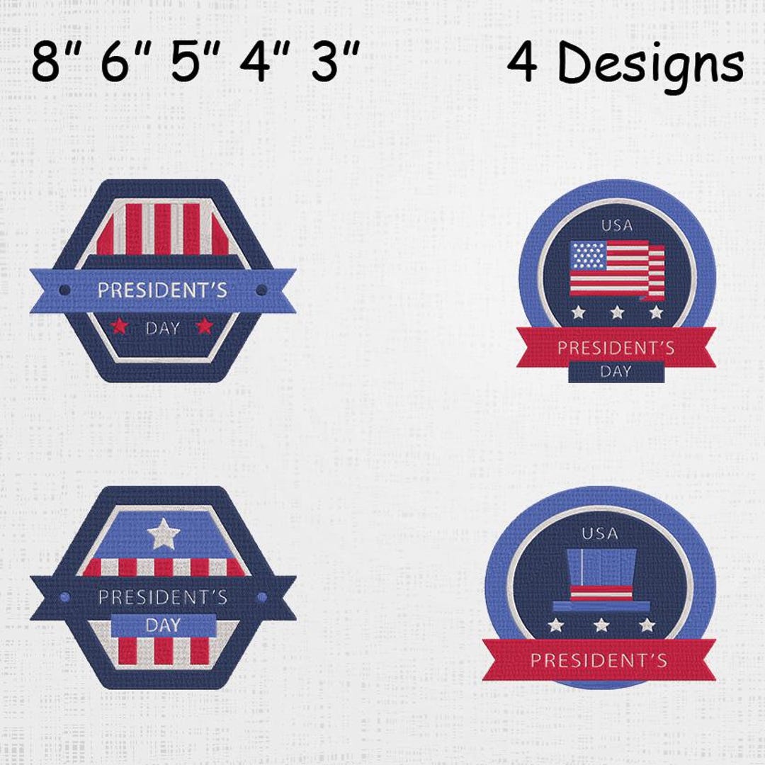 USA President Day Badges Set Embroidery - USA Flag Machine File - USA ...