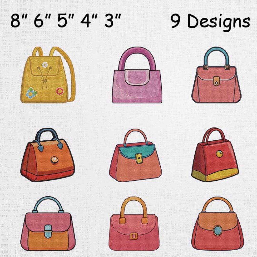 Women Handbags Embroidery Set - Modern Bags Machine File - Cartoon ...